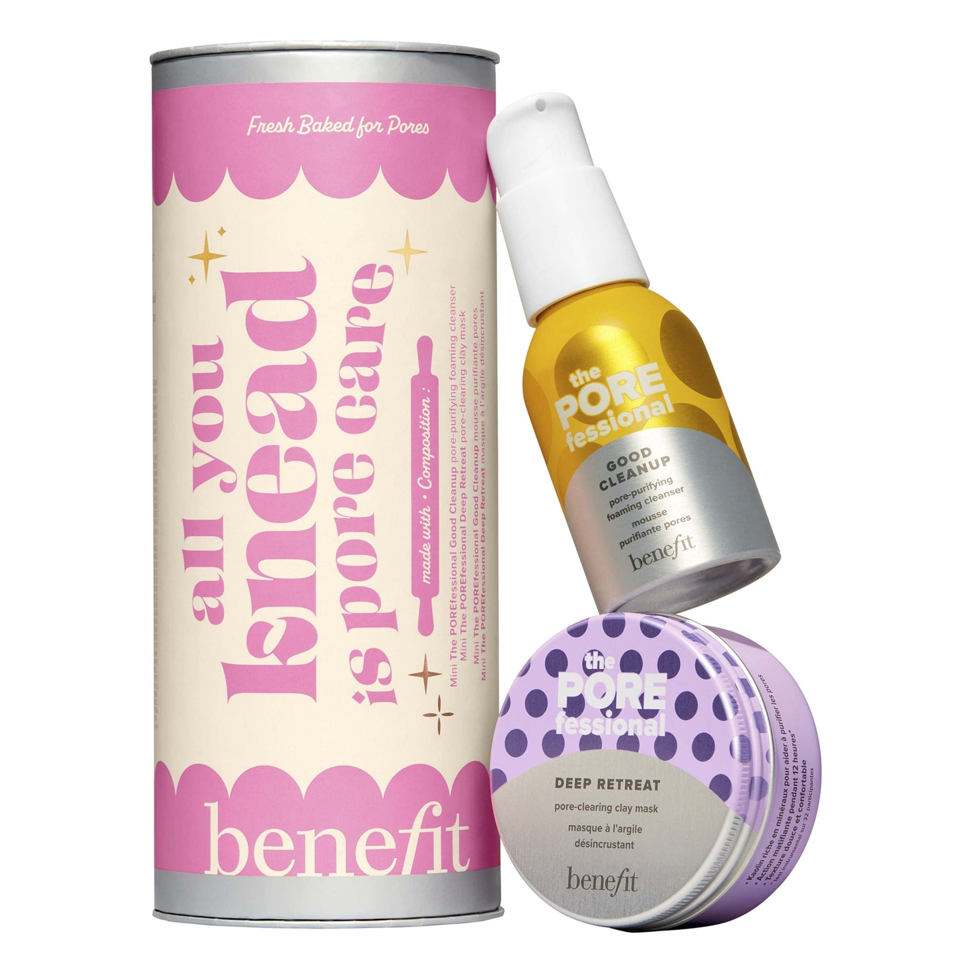 Benefit Cosmetics All You Knead is Pore Care Good Cleanup Foaming Cleanser Deep Retreat Clay Face Mask Duo